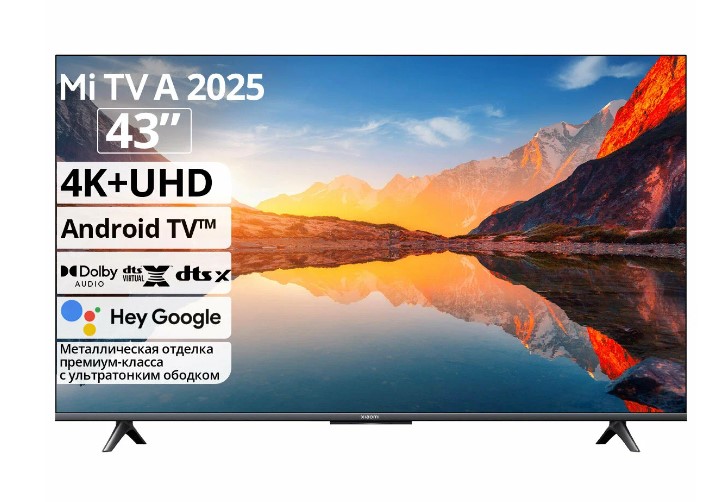 Хит Продаж Телевизор Xiaomi 43" TV A 43 2025 Frameless черный 4K Ultra HD 60Hz AndroidTV,